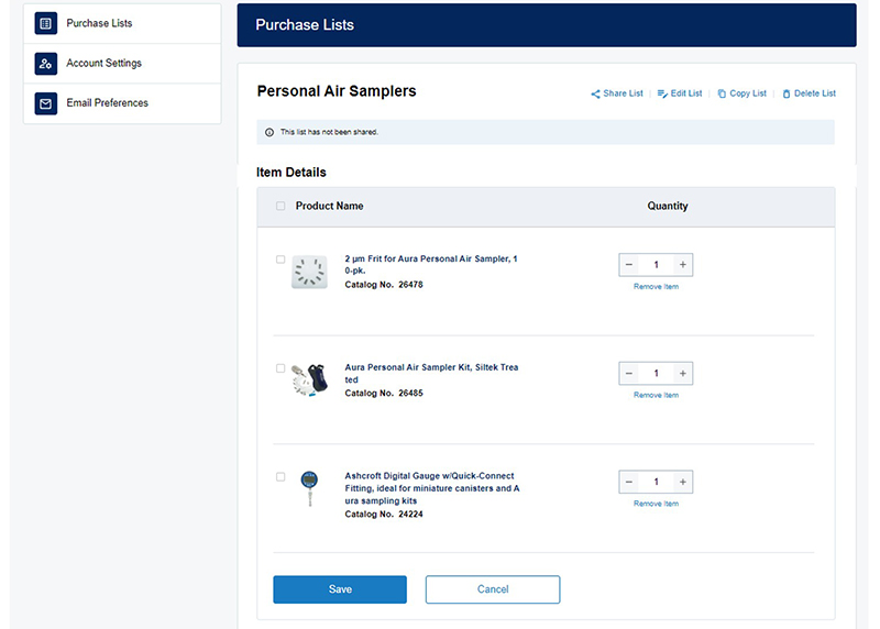 Purchase Lists